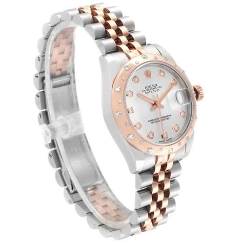 Rolex Datejust 31 Midsize Steel Everose Gold Diamond Ladies Watch