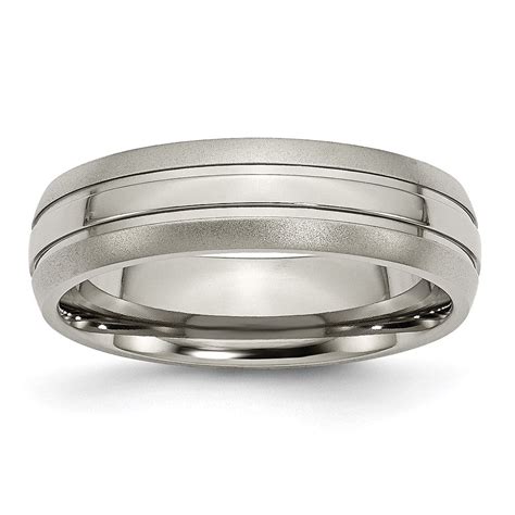 Buy Stylish 6mm Chiseled Titanium Band Grooved Brushed And Polished