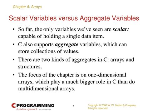 Arrays Chapter 8 Copyright © 2008 W W Norton And Company Ppt Download