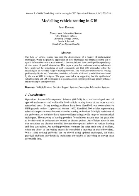 PDF Modelling Vehicle Routing In GIS