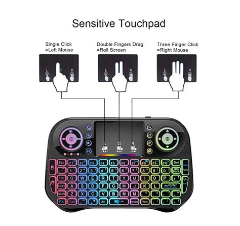 I10 Mini Wirless Blutooth Touchpad 7 Colour Backlight 2 4ghz Keyboard