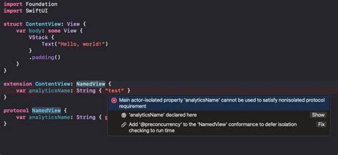 Swift6 Main Actor Isolated Property Using Preconcurrency Swift 6