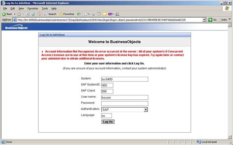 Error In Sap Desktop Launch Cmc Businessobjects Board