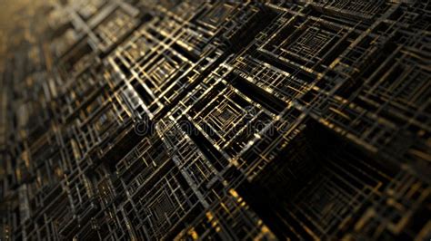 Dimensional Gridscape Multilayered Grunge Artwork Stock Illustration
