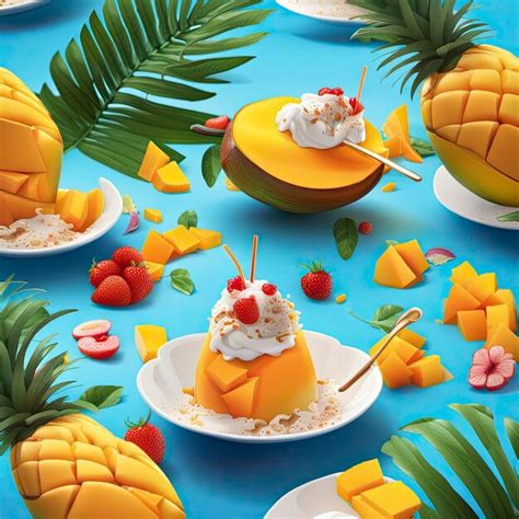 Premium Ai Image Delicious Mango Sundae