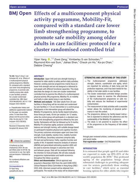 Pdf Effects Of A Multicomponent Physical Activity Programme Mobility Fit Compared With A