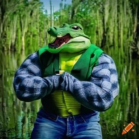 Muscular Green Alligator Anthro In The Swamp On Craiyon