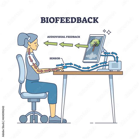 Photo And Art Print Biofeedback Medical Process For Physiology Function Control Outline Diagram