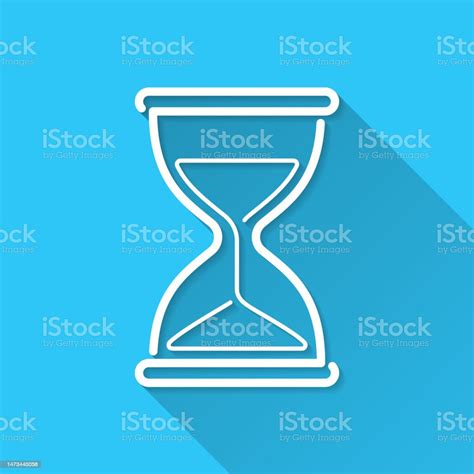 모래시계 파란색 배경에 아이콘 긴 그림자가 있는 평면 디자인 3차원 형태에 대한 스톡 벡터 아트 및 기타 이미지 3차원 형태 개념 경제 Istock