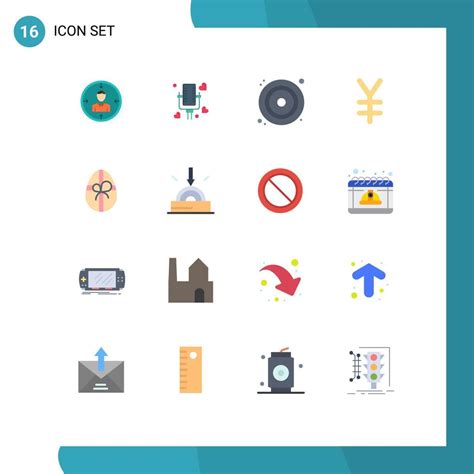 User Interface Pack Of 16 Basic Flat Colors Of Yen Currency Love Video Disk Editable Pack Of