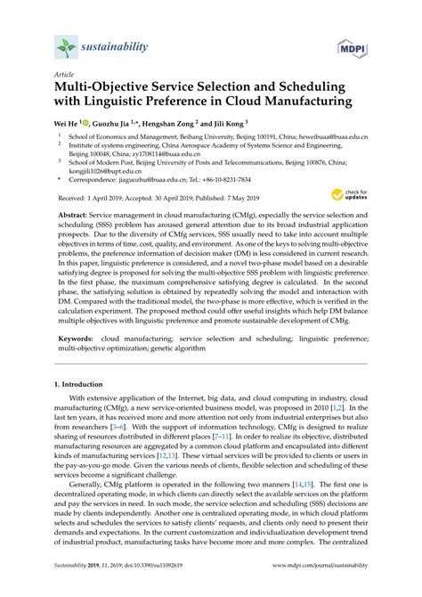 Pdf Multi Objective Service Selection And Scheduling With Linguistic