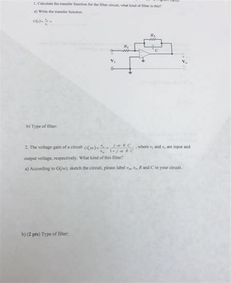 Solved I Calculate The Transfer Function For The Filter