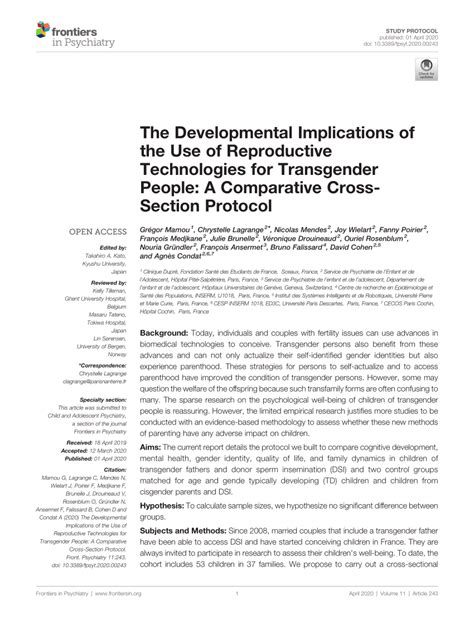 PDF The Developmental Implications Of The Use Of Reproductive Technologies For Transgender