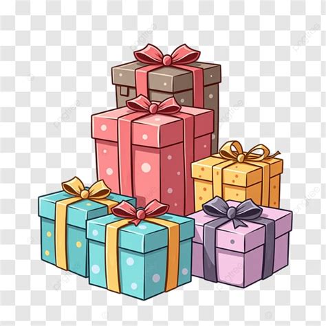 다양한 색상의 선물 상자는 각 상자에 리본으로 장식되어 있습니다 빨간 선물 상자 노란색 선물 상자 파란색 선물 상자 Png 일러스트 및 Psd 이미지 무료 다운로드