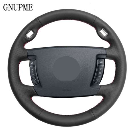 핸드 스티치 블랙 인조 가죽 자동차 핸들 커버 Bmw E65 E66 2001 2008 4 스포크스티어링 커버