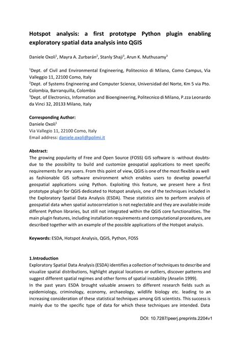 Pdf Hotspot Analysis A First Prototype Python Plugin Enabling