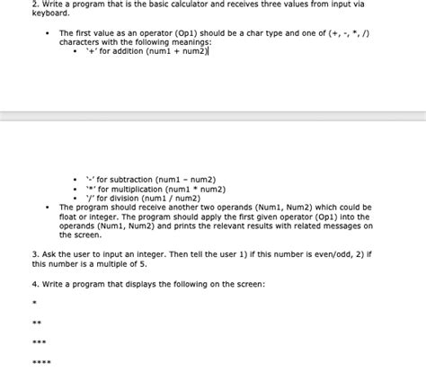 Solved 2 Write A Program That Is The Basic Calculator And Chegg Com