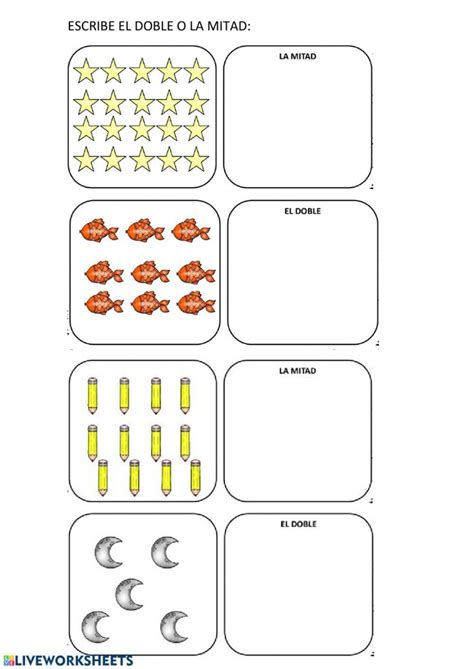 Ficha Interactiva De Doble Y Mitad Para 2º