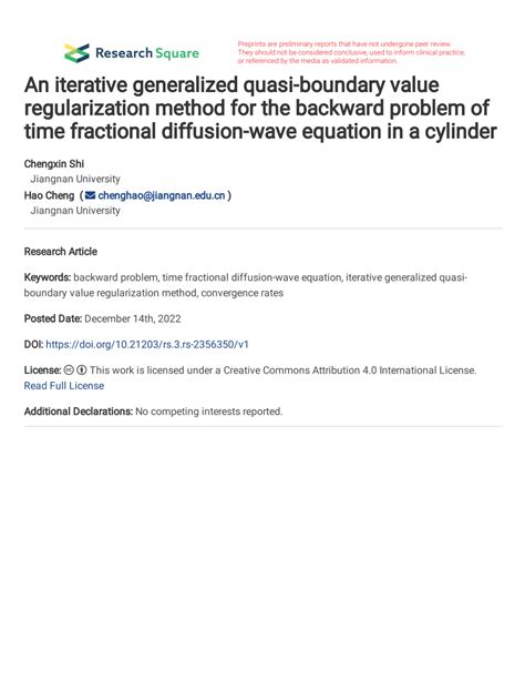 pdf an iterative generalized quasi boundary value regularization