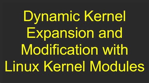Dynamic Kernel Expansion And Modification With Linux Kernel Modules
