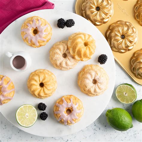 Mini Lime Bundt Cakes With Blackberry Glaze Nordic Ware