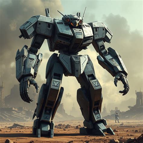 Cyberpunk Mech Standing In A Post Apocalyptic Wast Ai Art