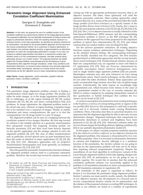 Pdf Parametric Image Alignment Using Enhanced Correlation Coefficient Maximization