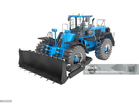 흰색 배경에 채석 격리 된 3d 렌더링을 위한 파란색 바퀴달린 도저 광업에 대한 스톡 사진 및 기타 이미지 광업 금속 노랑 Istock