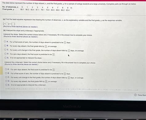 Solved A Find The Least Squares Regression Line Treating