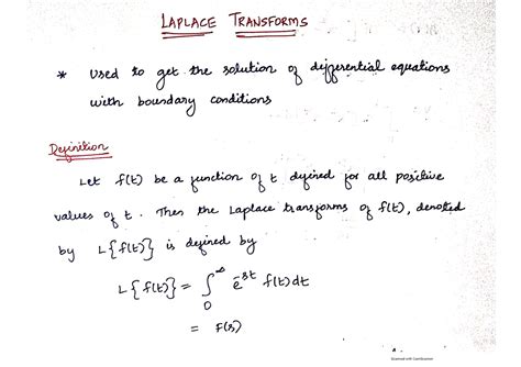 Laplace Transforms Part Differential Equations Studocu