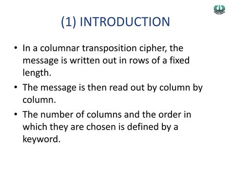 Columnar Transposition Cipher Pptx