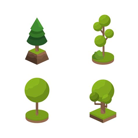 Isometric Tree Set Vector Art At Vecteezy