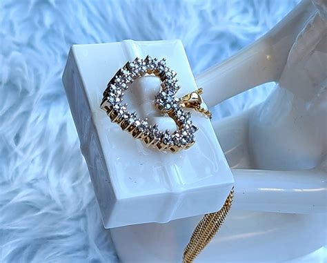Large 10k Yellow Gold And Round Diamond Heart Pendant Necklace Your