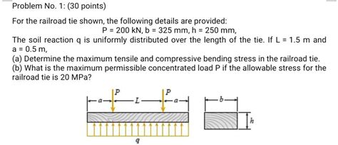 SOLVED Problem No 1 30 Points For The Railroad Tie Shown The Following Details Are Provided