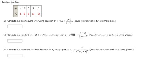 Solved Consider The Data A Compute The Mean Square Error