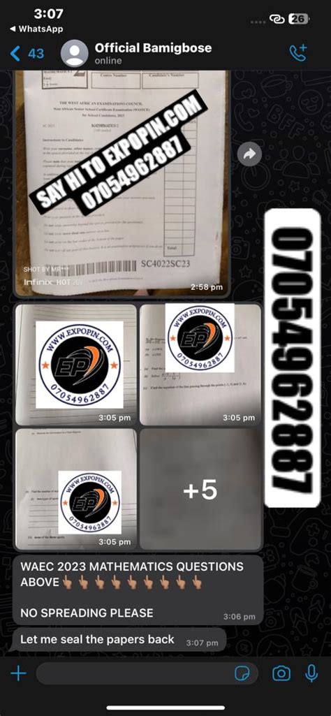 Waec 2023 Mathematics Answers Expo Pin