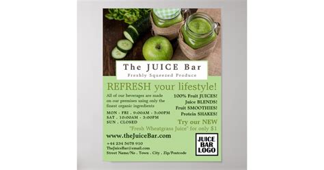 Apple And Cucumber Juice Bar Advertising Poster Zazzle