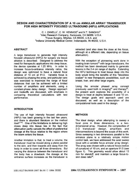10 Cm Annular Array Transducer For Hifu