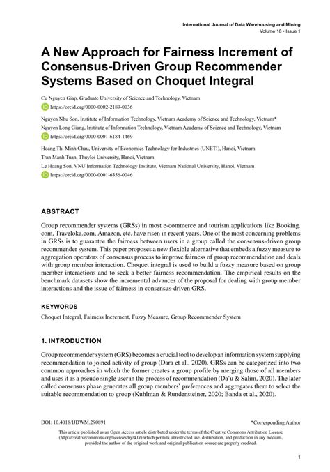 Pdf A New Approach For Fairness Increment Of Consensus Driven Group Recommender Systems Based