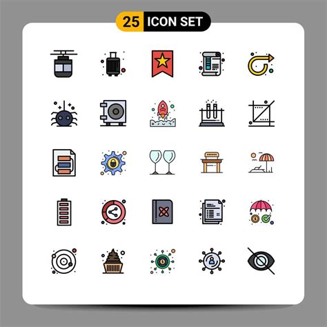 Packa Av 25 Modern Fylld Linje Platt Färger Tecken Och Symboler För