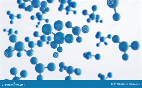 Blue Molecules Or Atom Isolated On White Background Abstract Stock