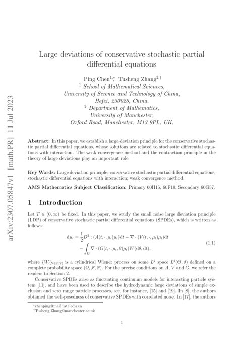 Pdf Large Deviations Of Conservative Stochastic Partial Differential