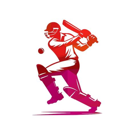 크리켓 선수 로고 디자인 터 일러스트레이션 프리미엄 벡터