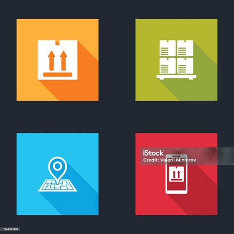 트래픽 팔레트에 상자 자리 표시자지도 및 모바일 앱 추적 아이콘과 골판지 상자를 설정합니다 벡터 감시에 대한 스톡 벡터 아트 및