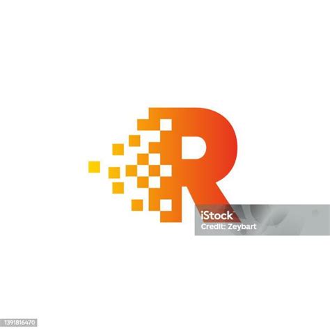 다채로운 편지 R 빠른 픽셀 도트 로고 문자 R이 있는 픽셀 아트입니다 알파벳 R에 대한 스톡 벡터 아트 및 기타 이미지