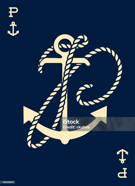 선박 로프로 만든 앵커와 편지빈티지 라벨 의류 티셔츠 또는 포스터 디자인 카드 스타일을 재생 모노그램 벡터 그림입니다 T 셔츠에 대한 스톡 벡터 아트 및 기타 이미지