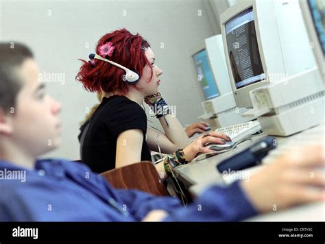 Lesson With Computer Stock Photo Alamy