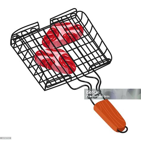 신선한 고기 스테이크와 그릴 그릴 야외에서 요리하는 벡터 그림 홍보 자료에 사용하기에 이상적입니다 바베큐의 고립된 그림 굽는 기술 시연 가방에 대한 스톡 벡터 아트 및 기타