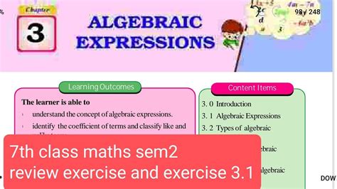 7th Class Maths Sem2 Chapter 3 Review Exercise Exercise 31 Maths Youtube