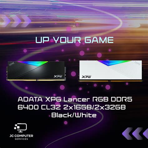 Adata Xpg Lancer Rgb Ddr5 6400 Cl32 2x16gb 2x32gb Black White Desktop Cpu Computer Ram
